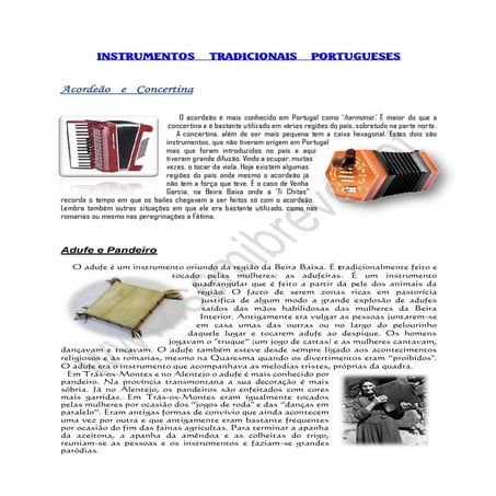 Instrumentos tradicionais portugueses | PDF
