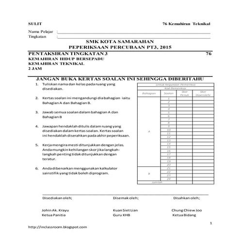 Instrument peperiksaan percubaan pt3 khb kt 2015 | DOCX