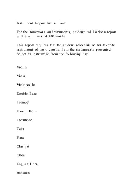 Instrument Report InstructionsFor the homework on instruments, s | PDF Instrument Report InstructionsFor the homework on instruments, s | PDF