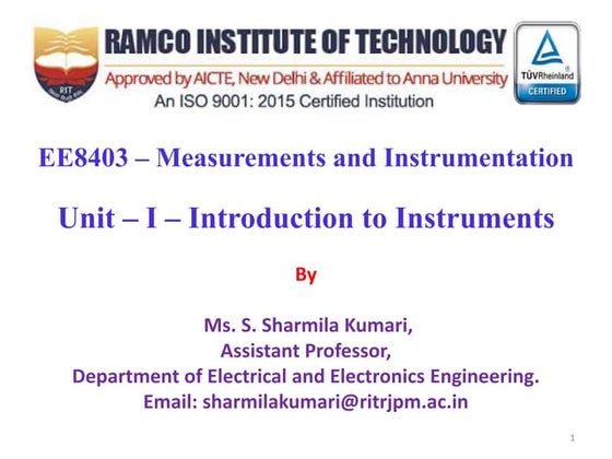 EE3403-measurements COURSE SYNOPSIS.pptx | Physics | Science