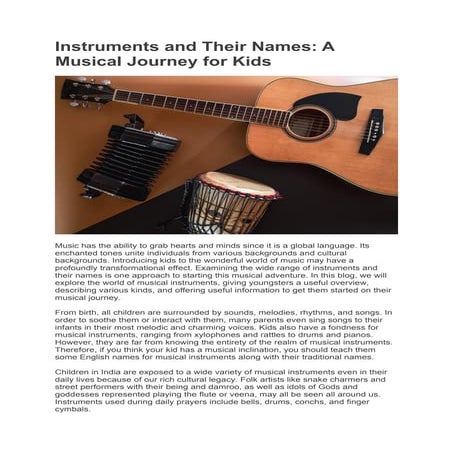 Instruments and Their Names: A Musical Journey for Kids | DOCX