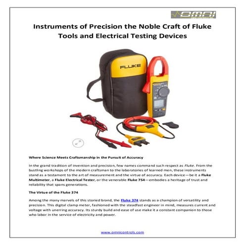 Instruments of Precision the Noble Craft of Fluke Tools and Electrical ...