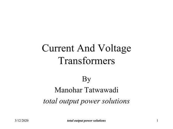 Instrument Transformer Ct And Pt Ppt