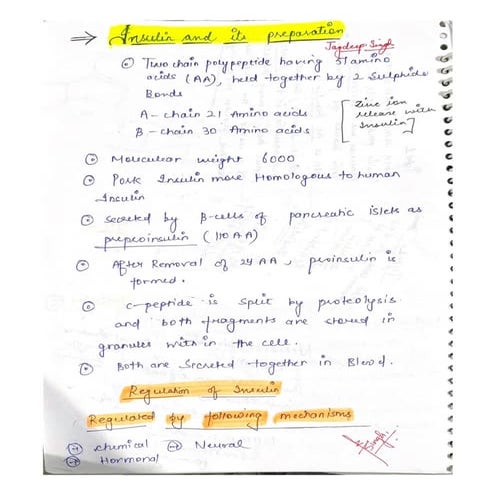 Insulin And Its Preparation, Biosynthesis Of Insulin, Action, Mechanism.pdf