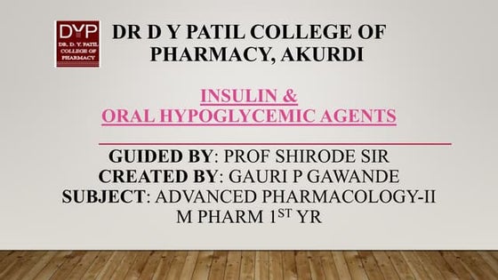 Oral Hypoglycaemic Agents (OHA): MOA and Drugs.pptx | Endocrine and ...