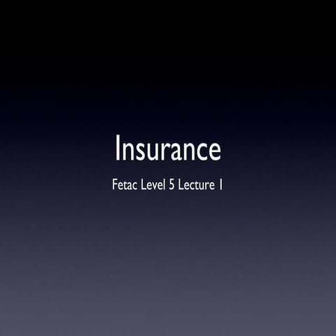 Insurance Course Outline (Fetac Level 5) | PPT