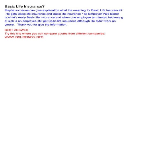 Basic Life Insurance? | PDF