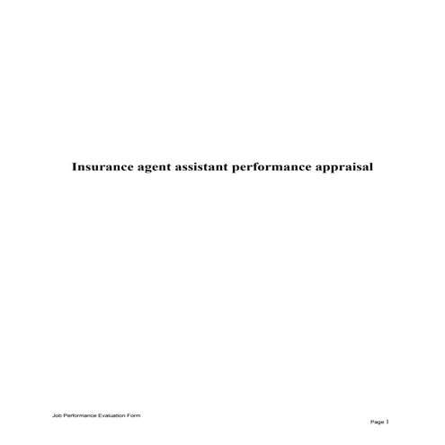 Insurance agent assistant performance appraisal | DOC | Resume Writing ...