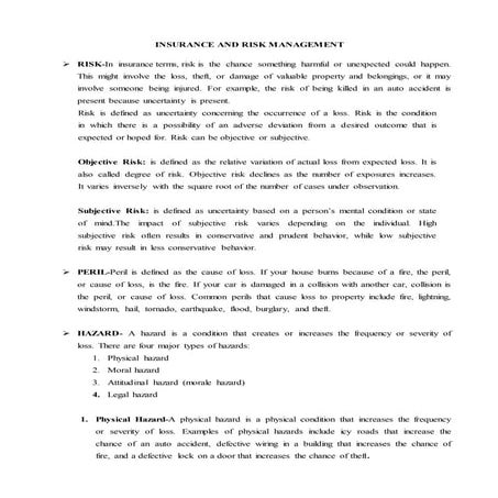 Insurance and risk management | DOCX | Life Insurance | Insurance