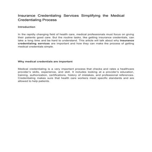 Insurance Credentialing Services Simplifying the Medical Credentialing ...