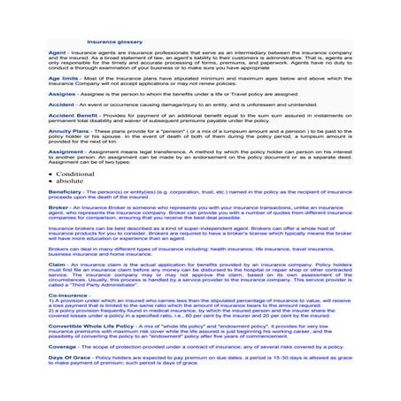 Insurance glossary | DOCX