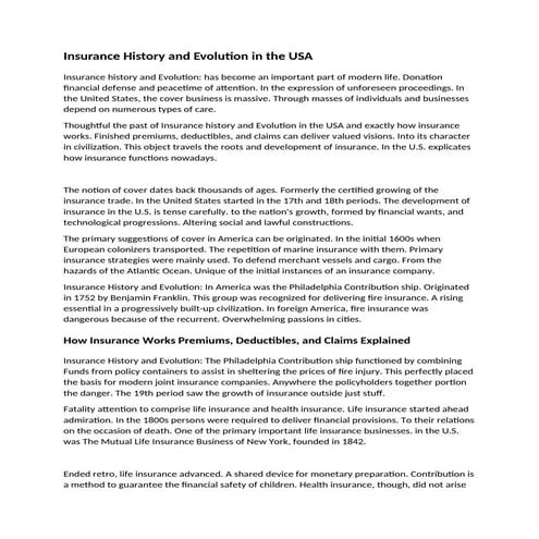 Insurance History and Evolution in the USA.docx