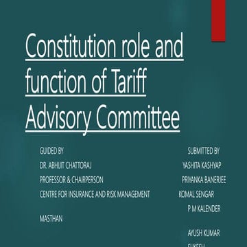 Establishment of the tariff advisory committee | PPTX