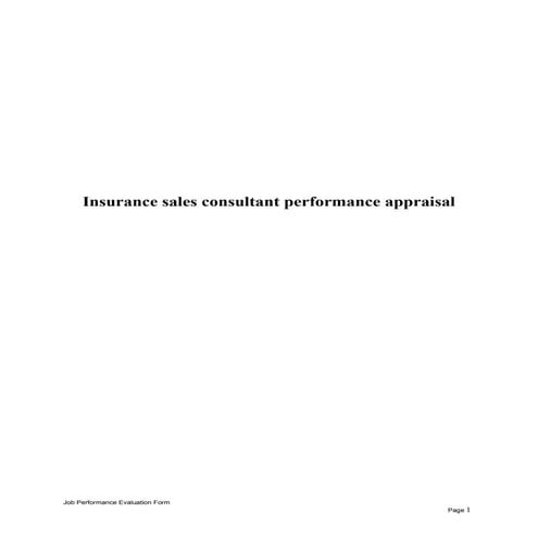 Insurance sales consultant performance appraisal | DOC