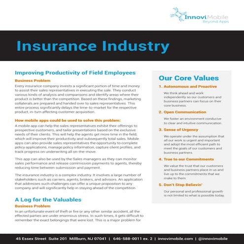 Mobile apps in the Insurance Industry | PDF