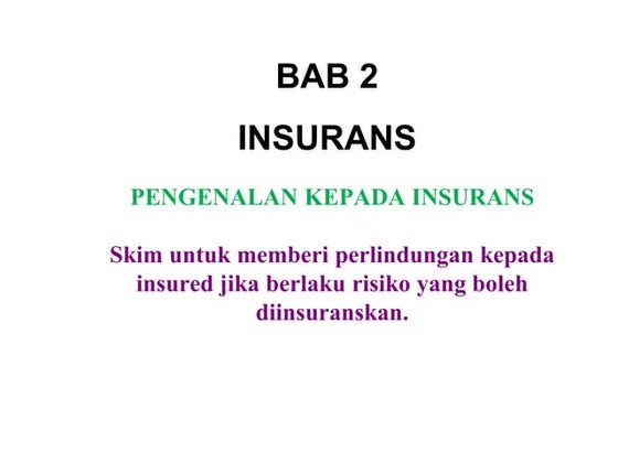 Pengenalan kepada insurans | PDF