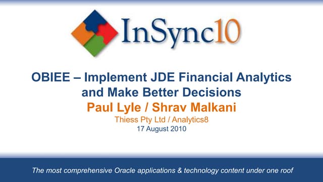 Insync10 Implement Jde Financial Analytics And Make Better Decisions Ppt