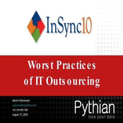 Database Support Outsourcing Worst Practices – Avoiding a Recipe for ...