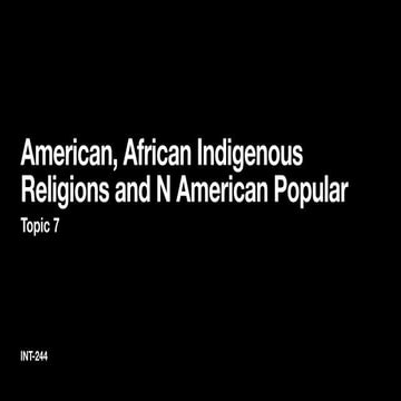 Int 244 african indigenous religions | PDF