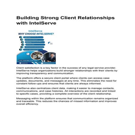Building Strong Client Relationships with IntelServe | PDF
