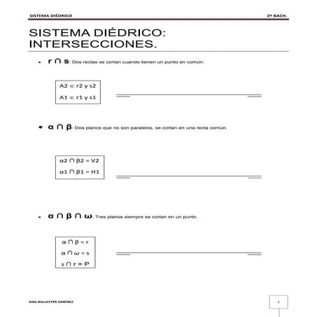 SISTEMA DIÉDRICO: INTERSECCIONES. PARALELISMO. PERPENDICULARIDAD | PDF