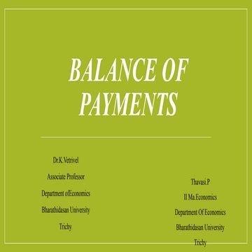 Balance of payment , INTERNATIONAL ECONOMICS | PPTX