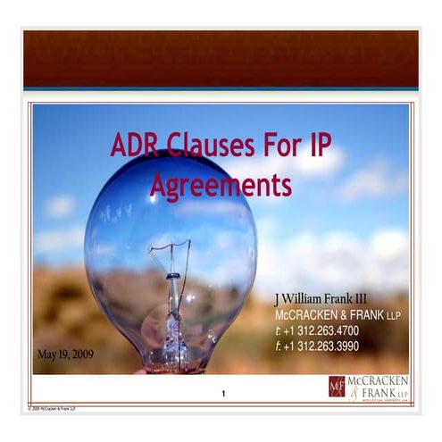 ADR Clauses for IP Agreements | PDF