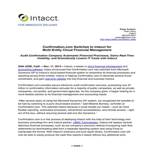 Confirmation.com Switches to Intacct for Multi-Entity Cloud Financial ...