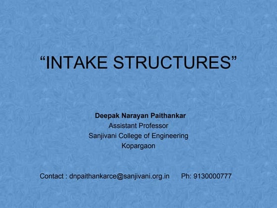 Intake structures by RAHUL | PDF