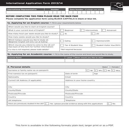 Ealing Hammersmith and West London College Int application form12 | PDF