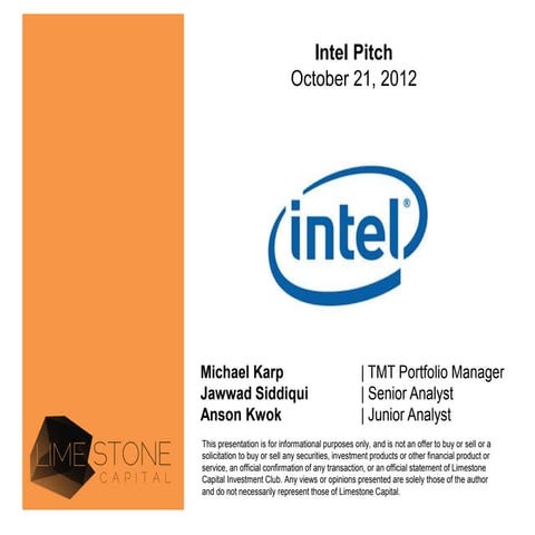 Intel Corporation (INTC) Stock Pitch | PDF