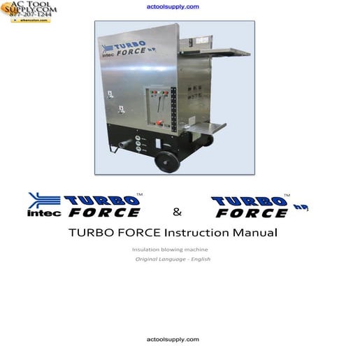 Intec Turbo Force HP3 Attic Insulation Machine | PDF