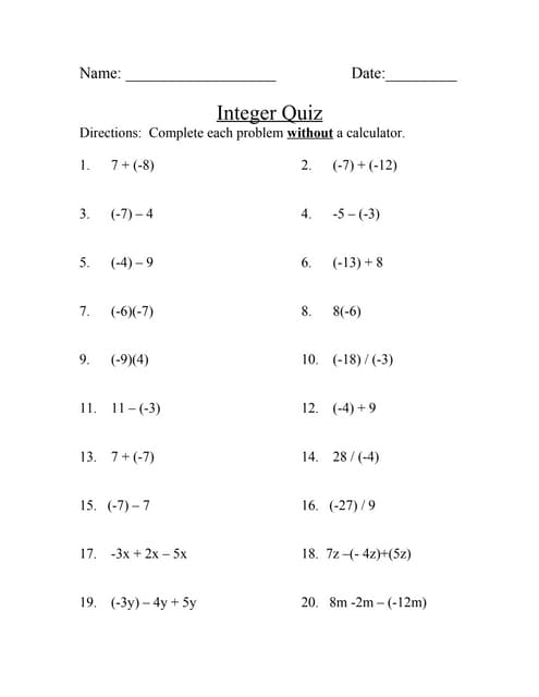 Integer review | PDF