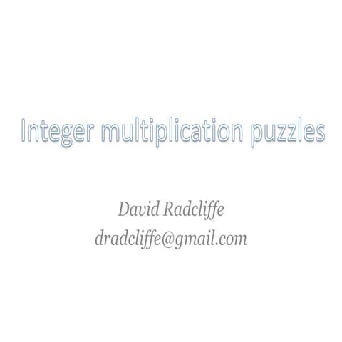 Integer multiplication puzzles | PPTX