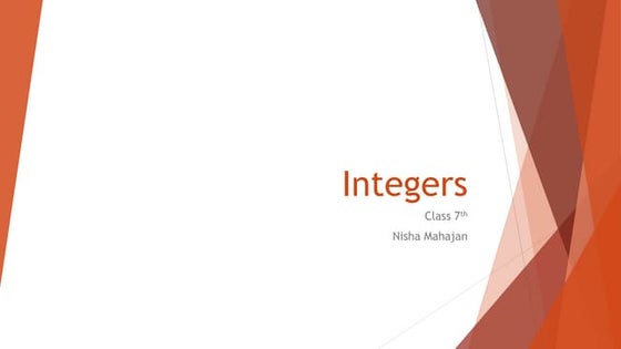 7th integers class 7 ppt | PPT
