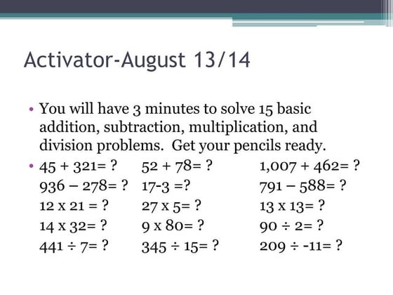 lesson plan on Addition & subtraction of integers | PPT