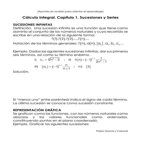 CÁLCULO INTEGRAL. CAPÍTULO 1. SUCESIONES Y SERIES | PDF
