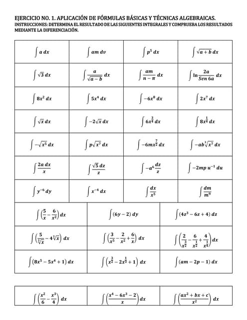 Ejercicios de integrales | DOCX