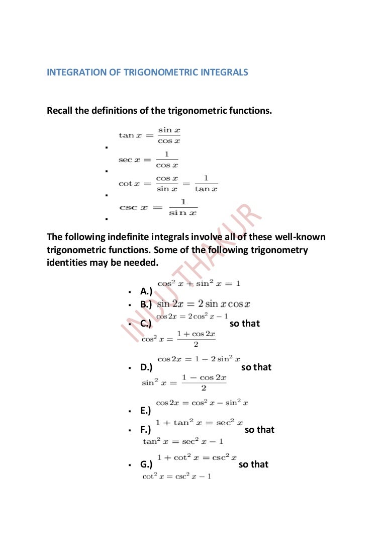 Integrals with inverse trigonometric functions