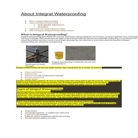 Integral water proffing mechanism | PDF