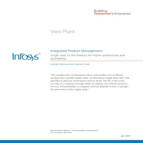 Infosys - Integrated Product Management Solutions | Process | PDF