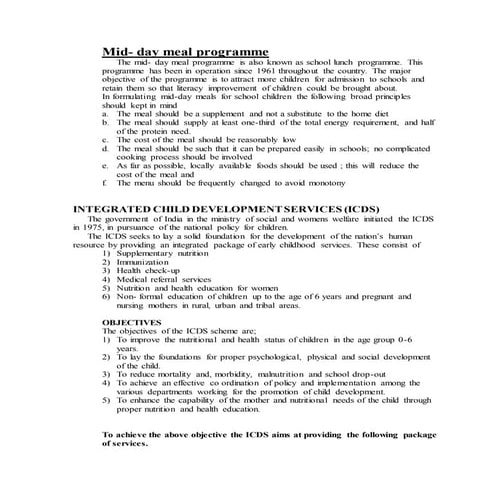 Integrated child development services | PDF