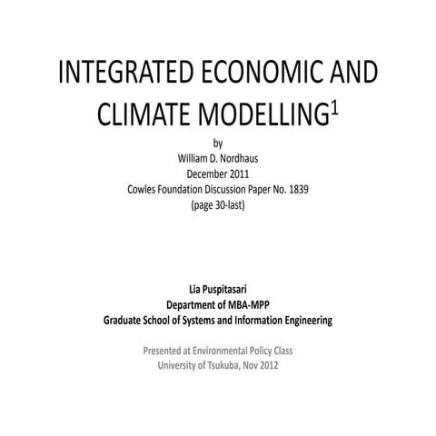 Integrated economic and climate modelling | PPT