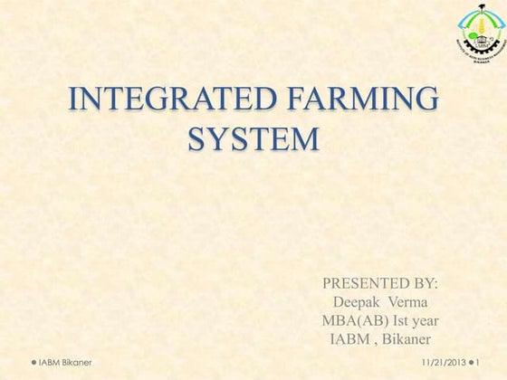 FARM PLAN MODELS Of INTEGRATED FARMING SYSTEM For Small and Marginal ...