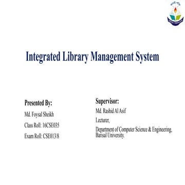 Integrated Library Management System Pptx Databases Computer