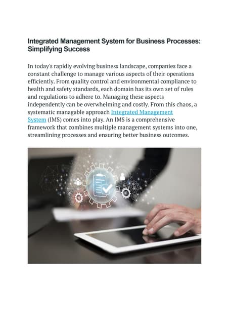 What Are the Benefits of Integrated Facilities Management? | PDF