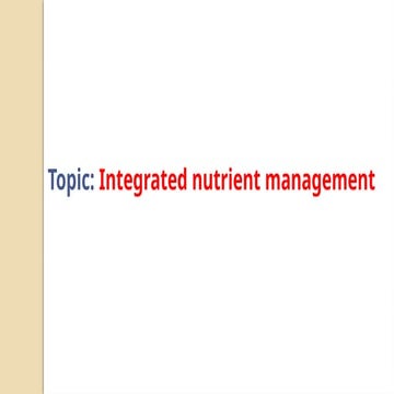 Integrated Nutrient Management (INM) | PPTX