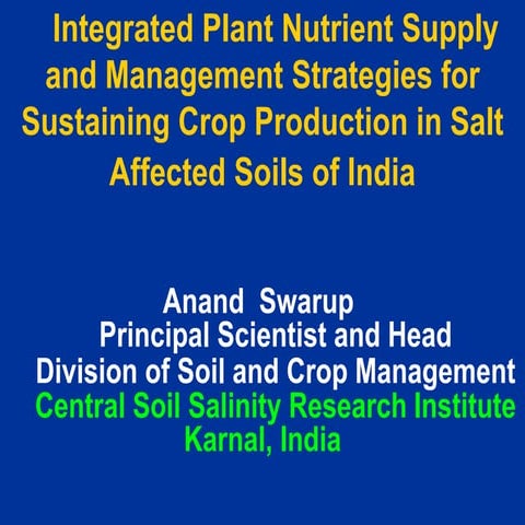 Integrated Plant Nutrient Supply and Management Strategies for ...