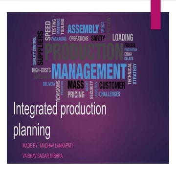 Integrated production planning | PPTX | Mechanical and Industrial ...