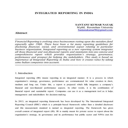 Integrated reporting in india | DOCX